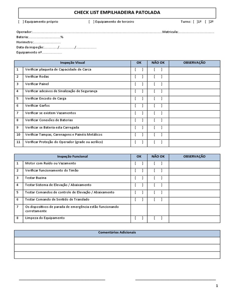 Modelo Check List Patolada | PDF