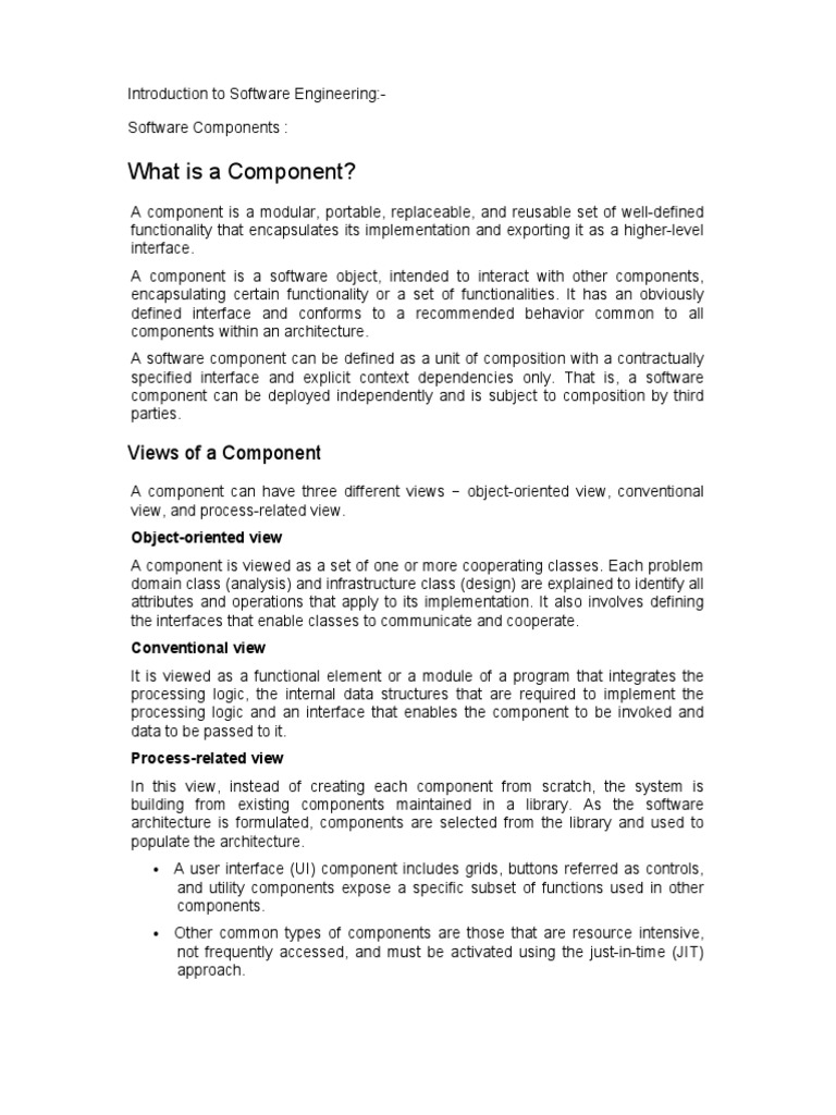 Software Engineering Pdf Component Based Software Engineering Software Development Process