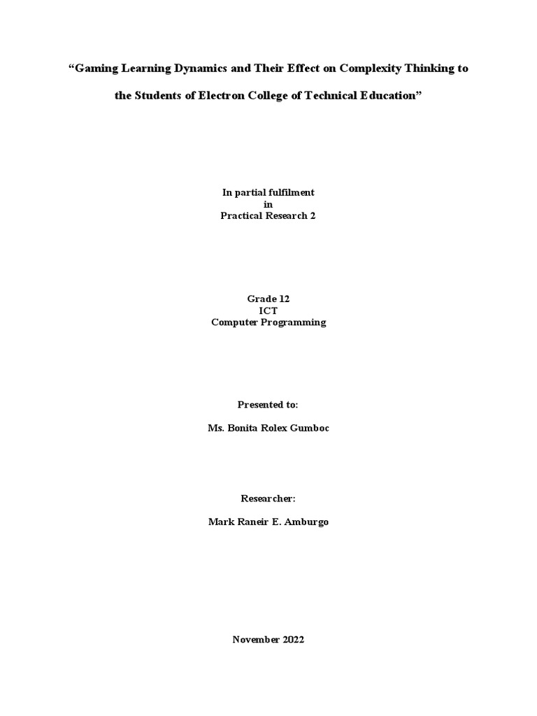 Research Title Page FINAL | PDF