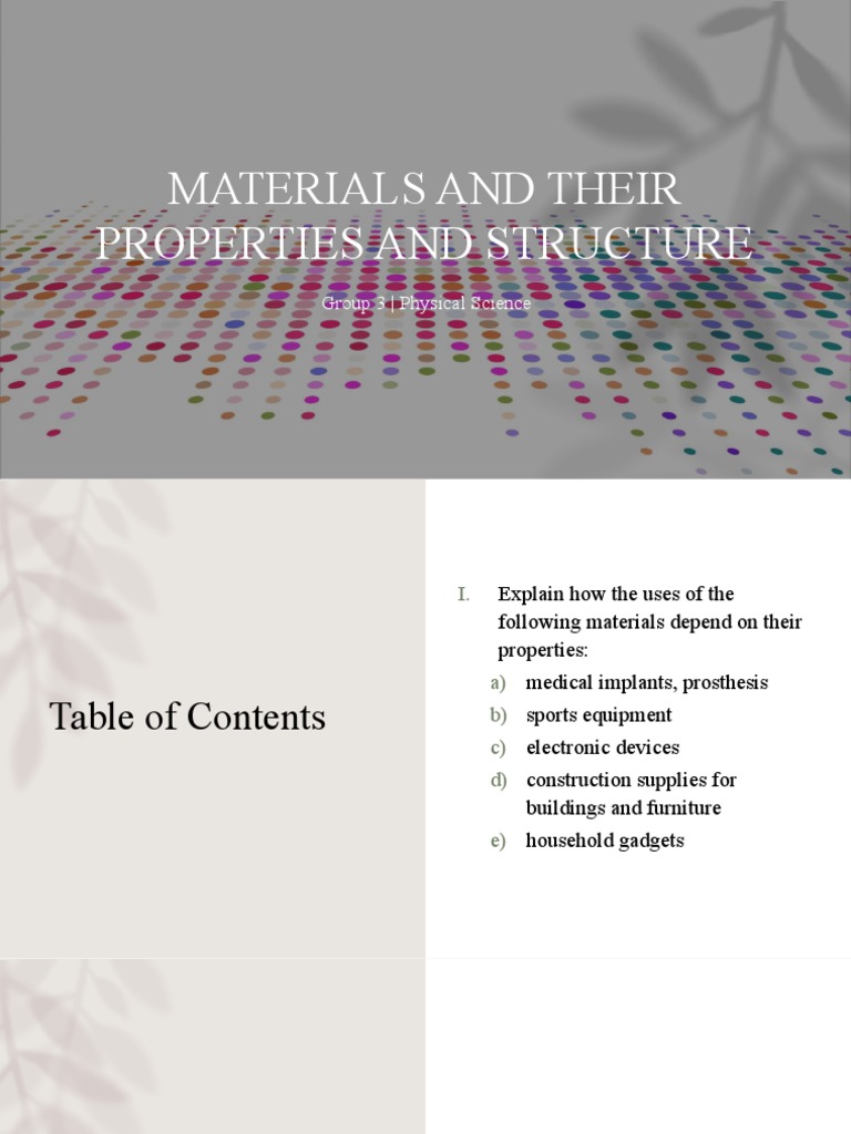 Materials and Their Properties and Structure | PDF | Implant (Medicine ...
