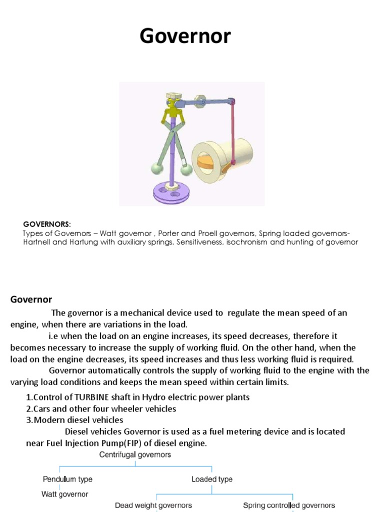 Governors PPT - 1 | PDF | Mechanical Engineering | Applied And Interdisciplinary Physics