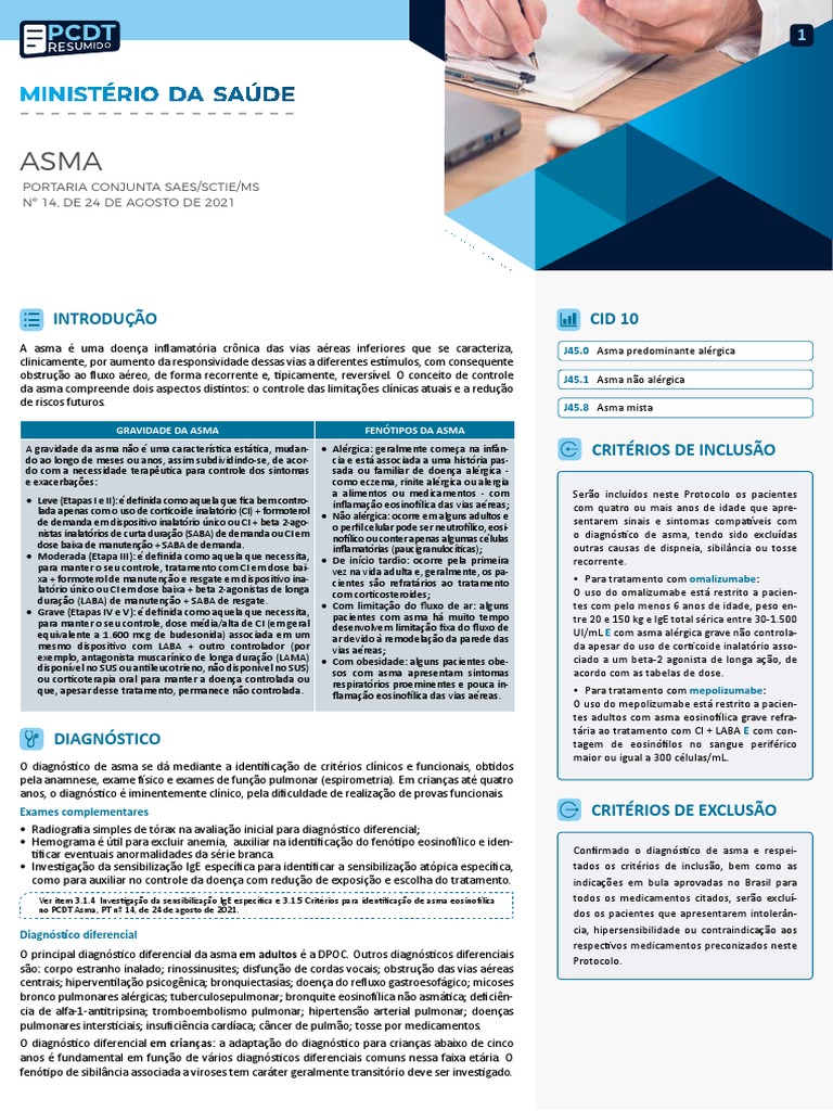 PCDT Resumido Asma | PDF | Asma | Alergia