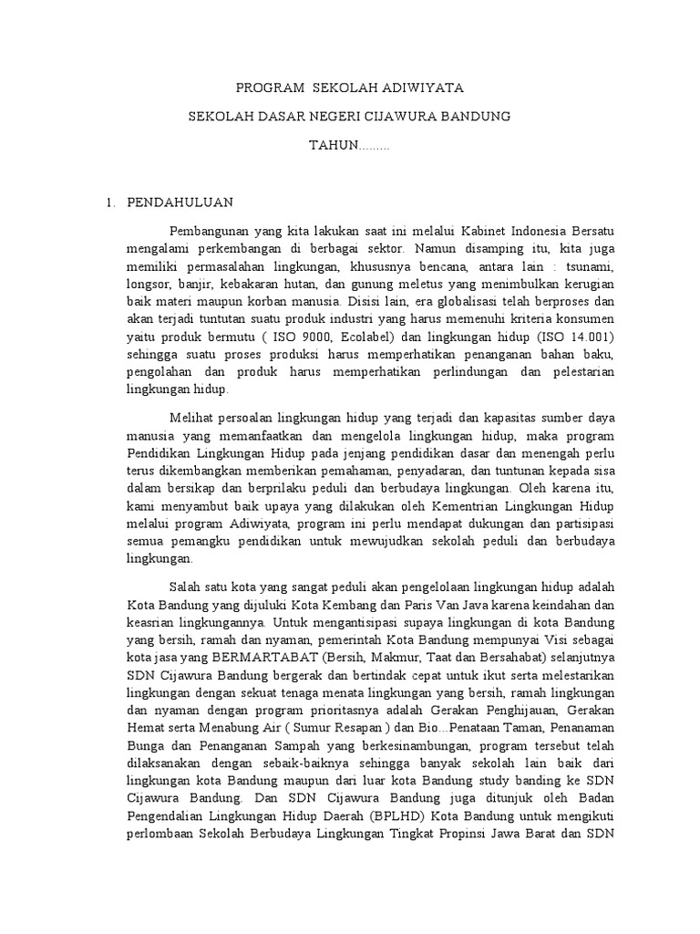 Program Sekolah Adiwiyata Pdf