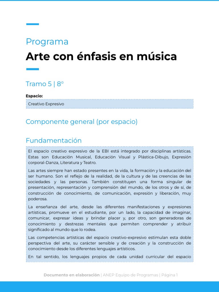 Arte Con Énfasis en Música - Tramo 5 | PDF | Evaluación | Aprendizaje