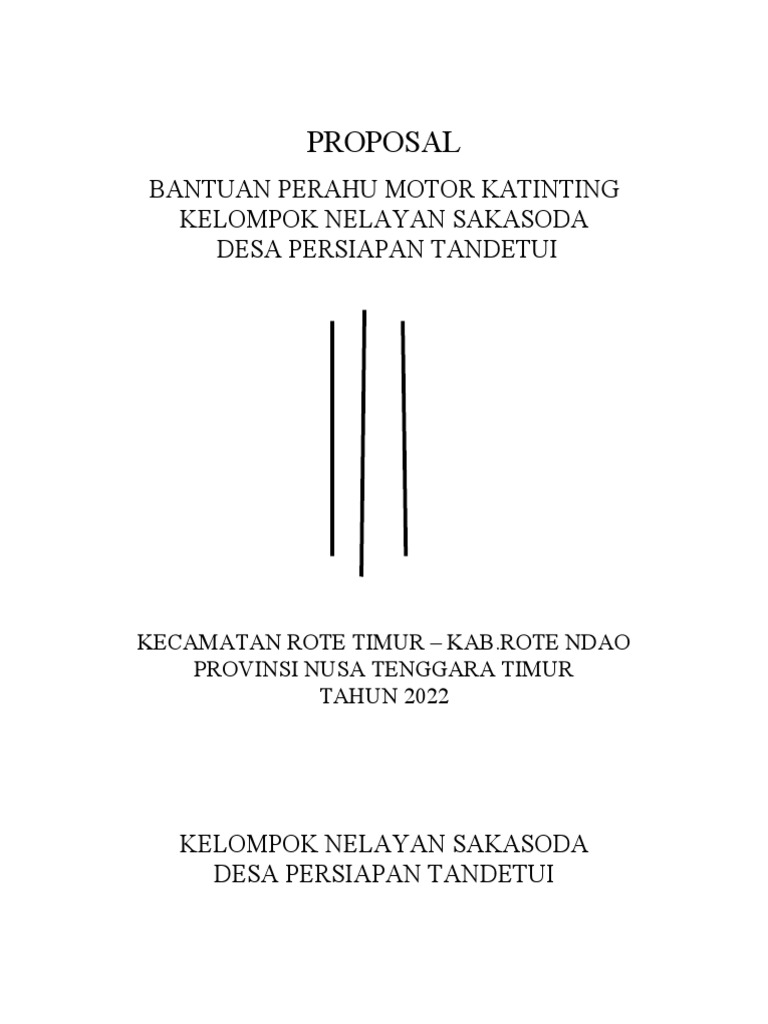 PROPOSAL BANTUAN PERAHU MOTOR KATINTING | PDF