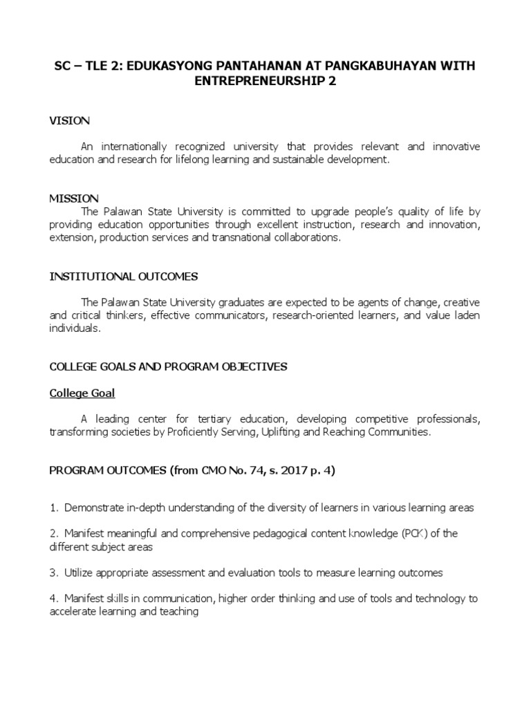 Outline TLE 2 | PDF | Teaching Method | Learning