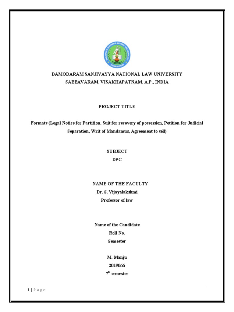 DPC Project - 7th Semester Final | PDF | Lawsuit | Deed