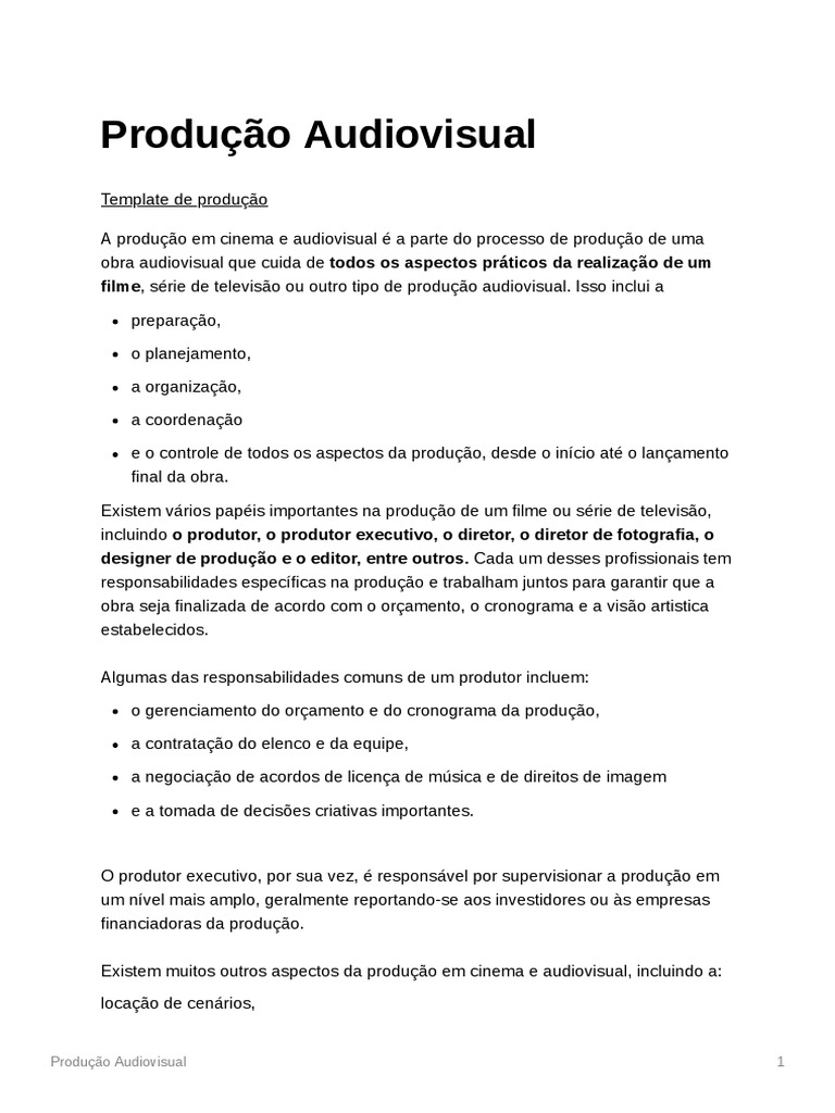 Produção Audiovisual | Download Free PDF | Roteiro | Publicidade