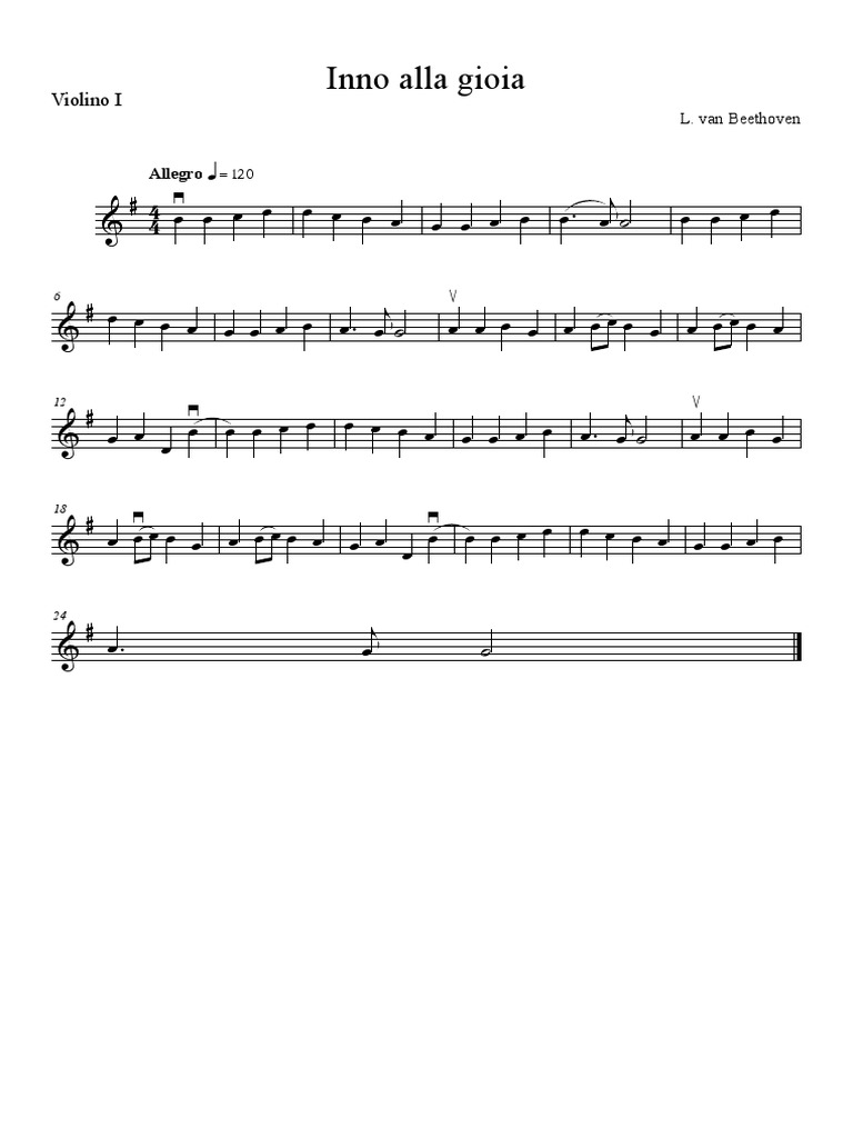 Inno Alla Gioia Violino I | PDF