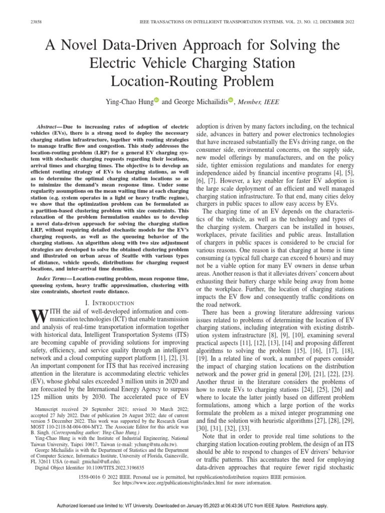 A Novel Data-Driven Approach For Solving The Electric Vehicle Charging Station Location-Routing ...