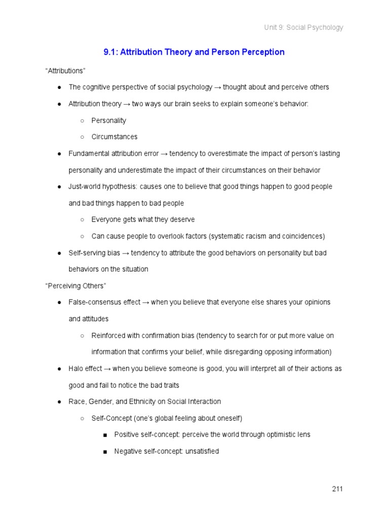 9.1: Attribution Theory and Person Perception: Unit 9: Social ...