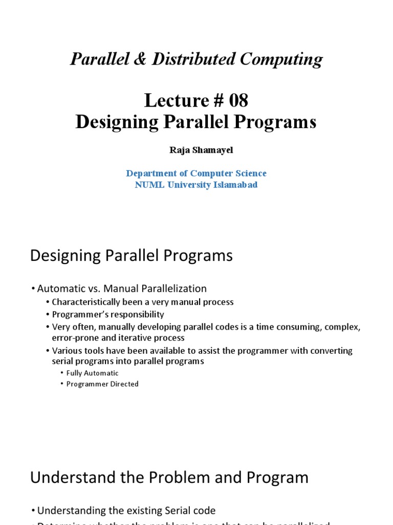 Parallel And Distributed Computing Lecture On Designing Parallel Programs Pdf Parallel 