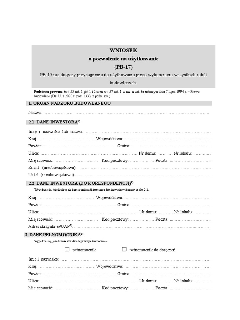 Wniosek o Pozwolenie Na Uzytkowanie Jakiwniosek PL | PDF Wniosek o Pozwolenie Na Uzytkowanie Jakiwniosek PL | PDF