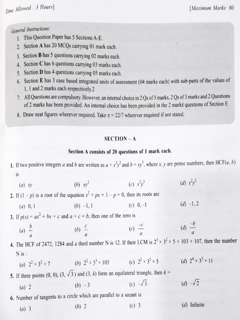 Maths PreBoard I Paper Woodbine | PDF