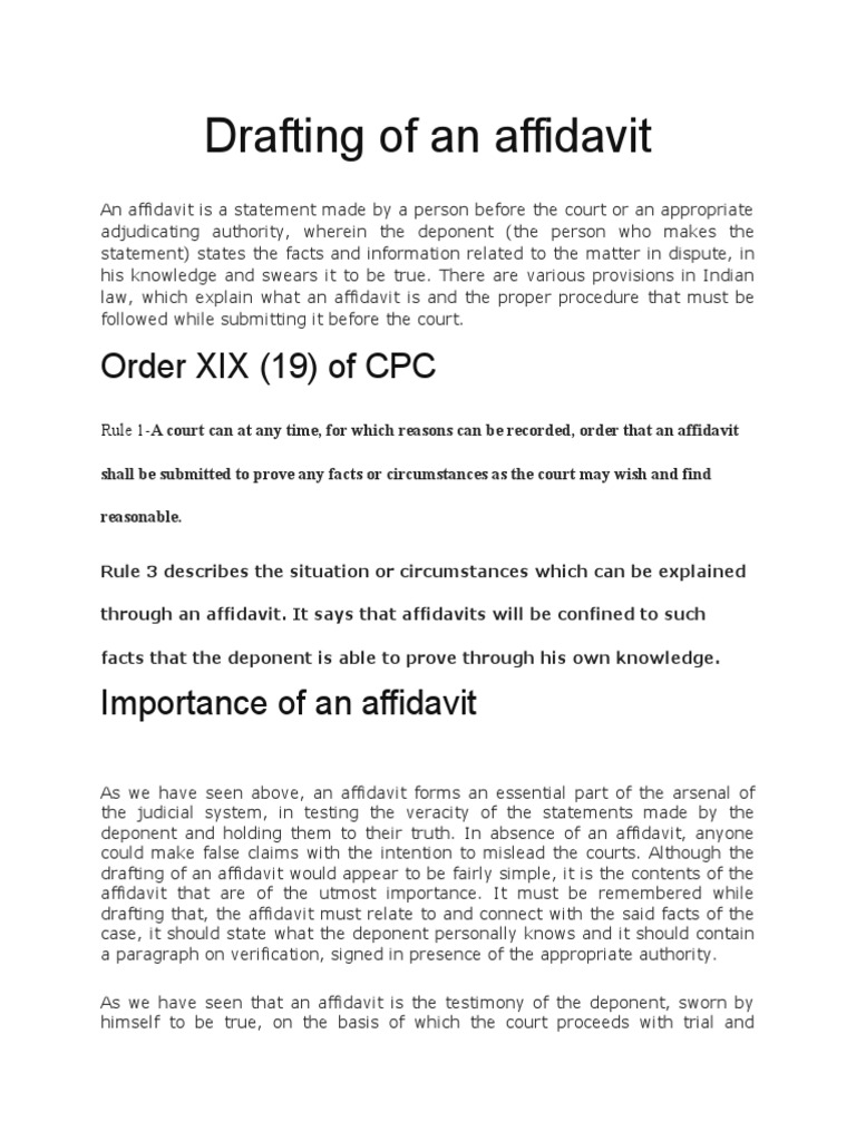 Drafting an Affidavit Effectively | PDF | Affidavit | Deposition (Law)