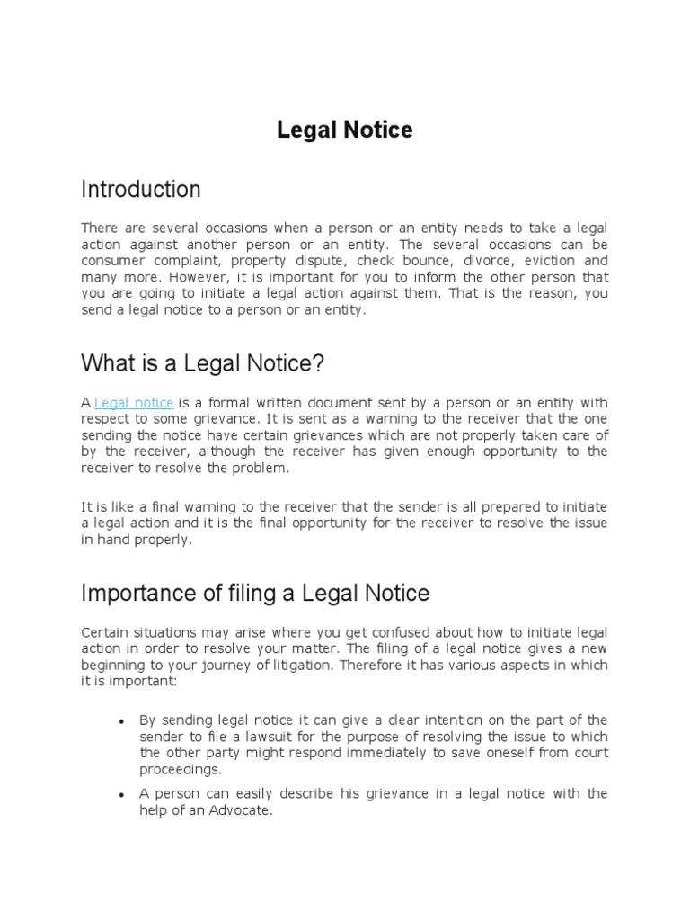 Legal Notice | PDF | Lawsuit | Cheque