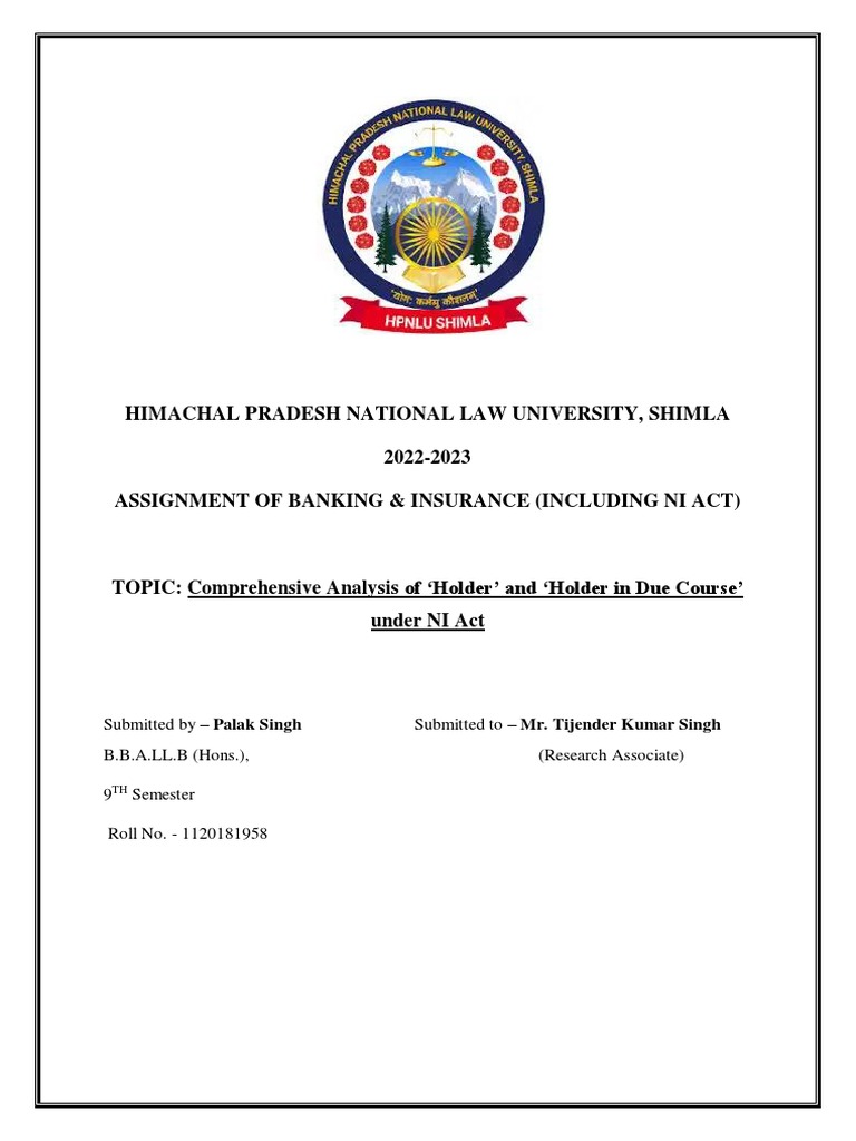 Banking Law Assignment | PDF | Negotiable Instrument | Cheque