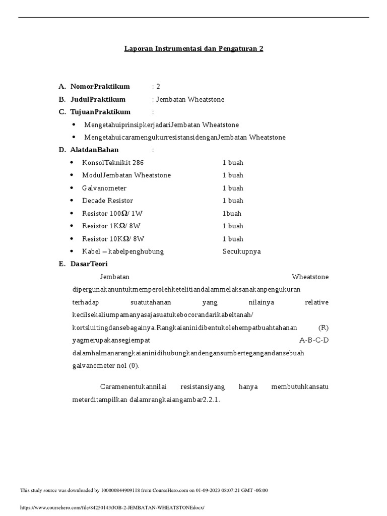Job 2 Jembatan Wheatstone | PDF