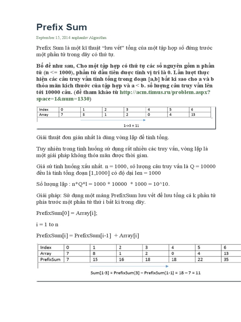 Kĩ thuật lưu vết Prefix Sum | PDF