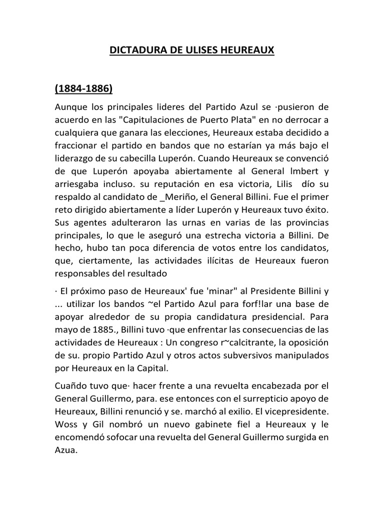 DICTADURA DE ULISES HEUREAUX - Wii | PDF | República Dominicana