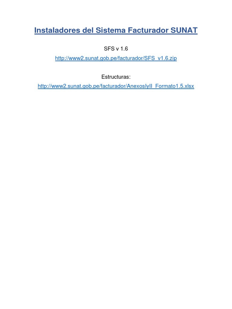 Instaladores Del Sistema Facturador SUNAT v1.6 - 0 | PDF