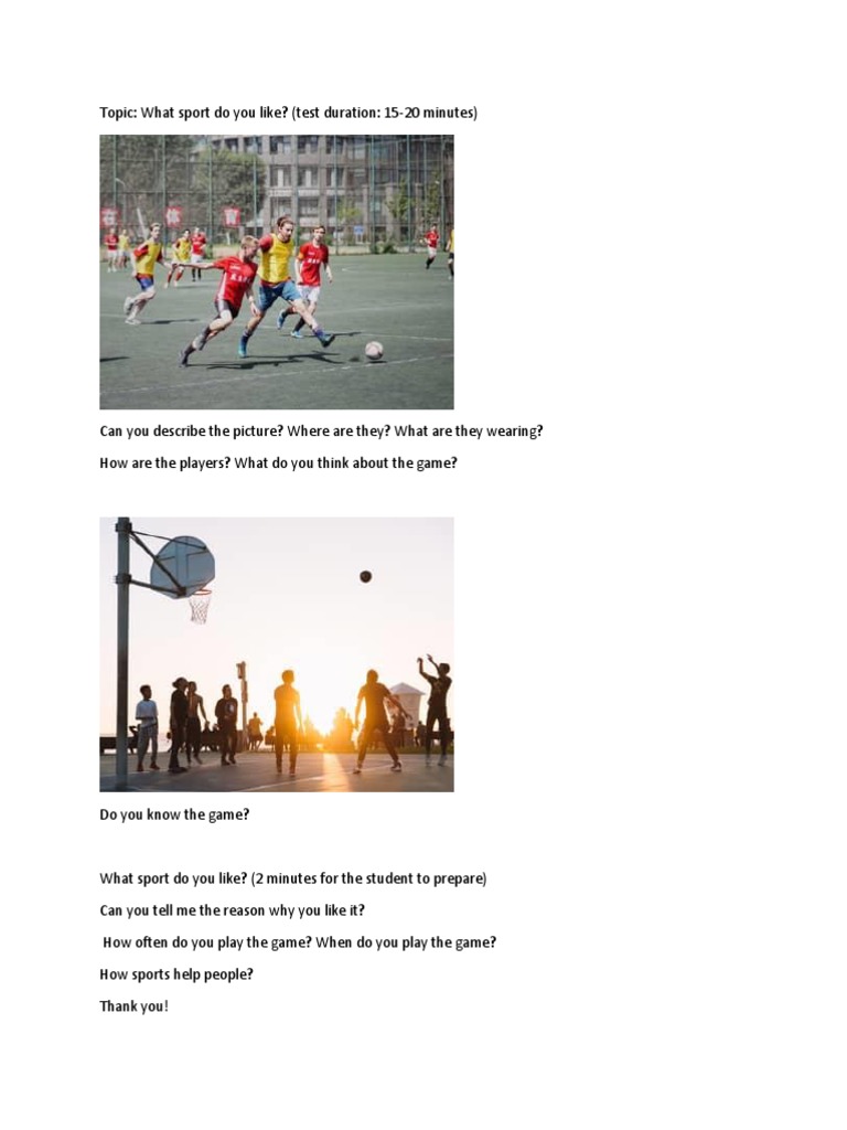 Conversation Topic. Conversation A2 | PDF | Sports & Recreation | Games ...