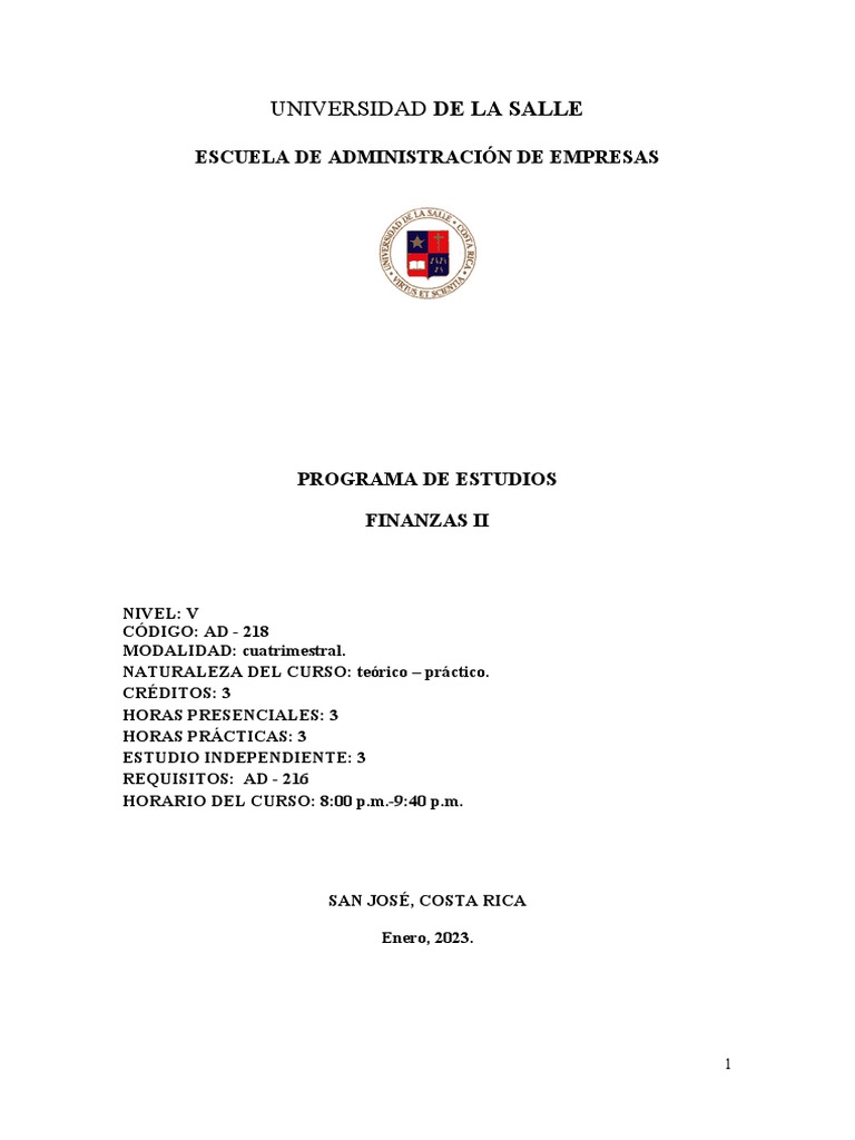 Programa Finanzas Ii | PDF | Evaluación | Aprendizaje