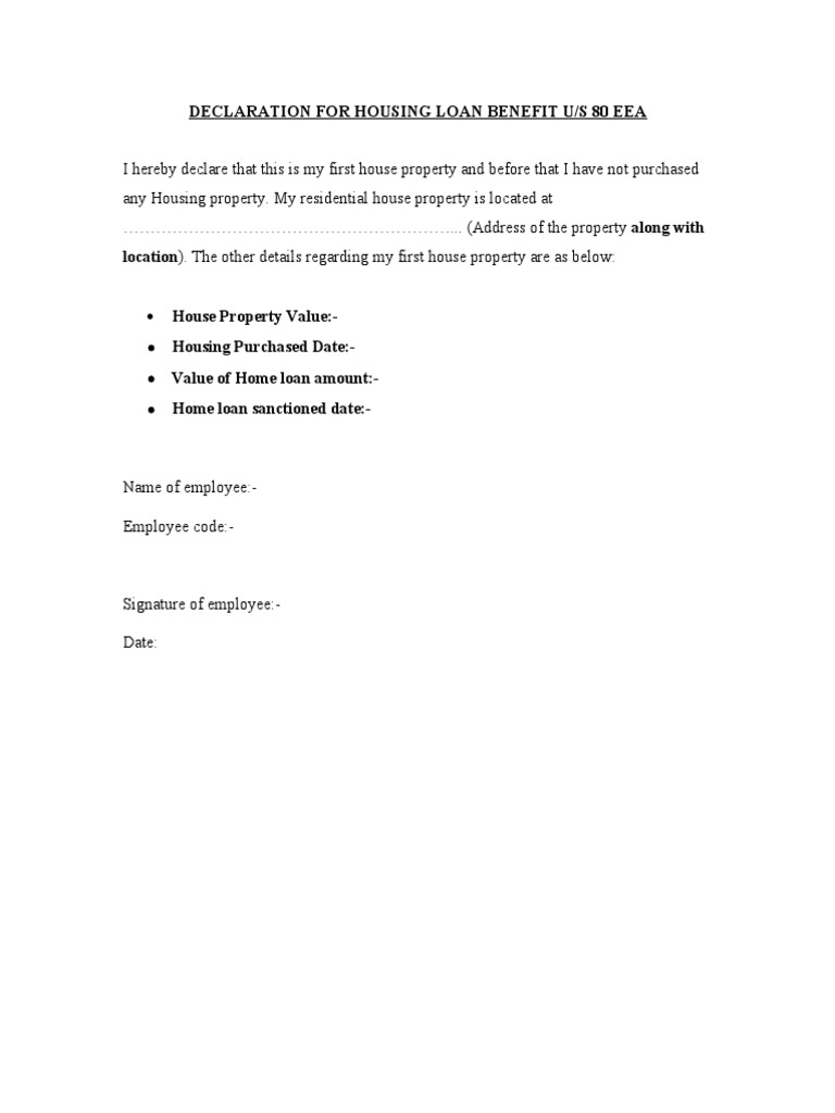 80EEA Declaration | PDF