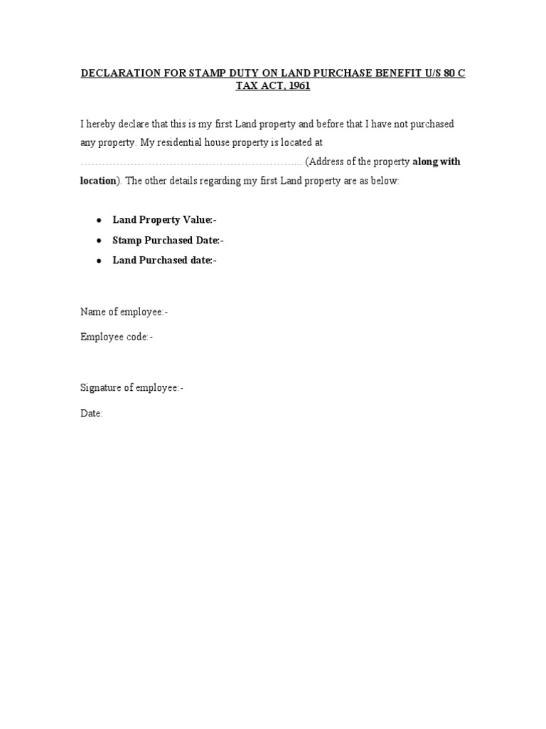 Stamp Duty Declaration for Land Purchase | PDF | Law