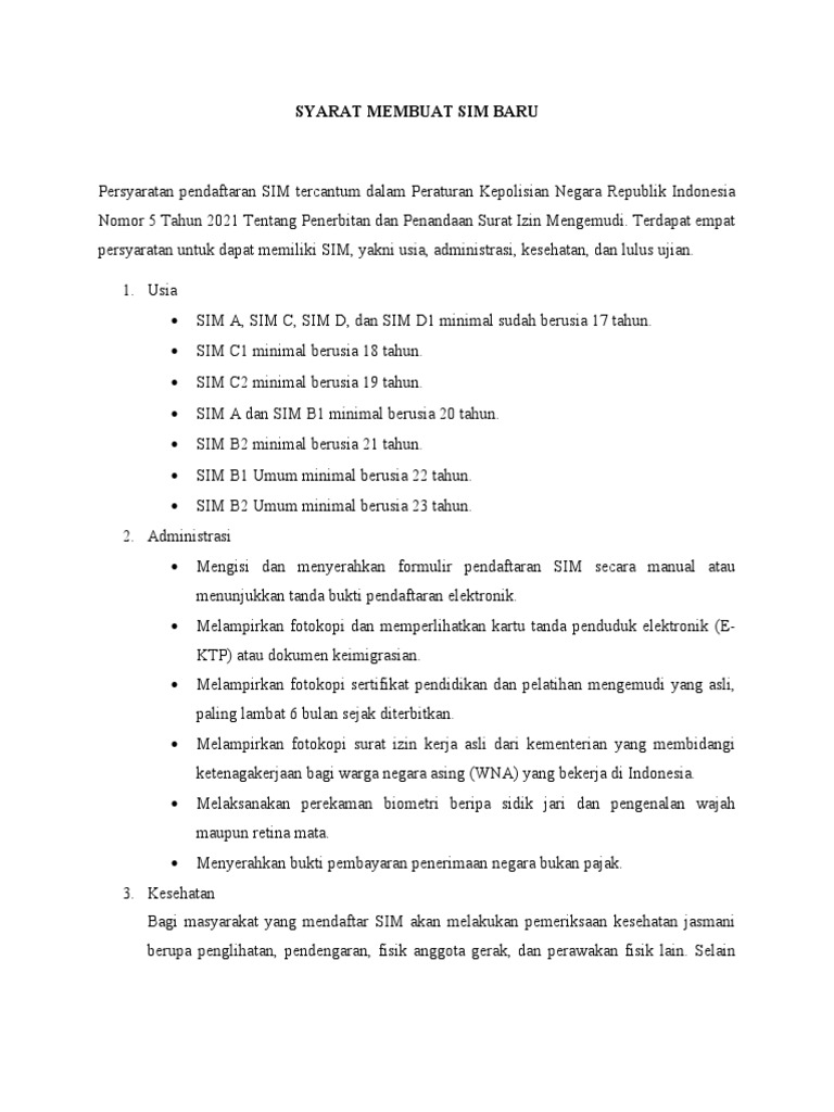 Syarat Membuat SIM | PDF | Pengelolaan Keuangan & Uang