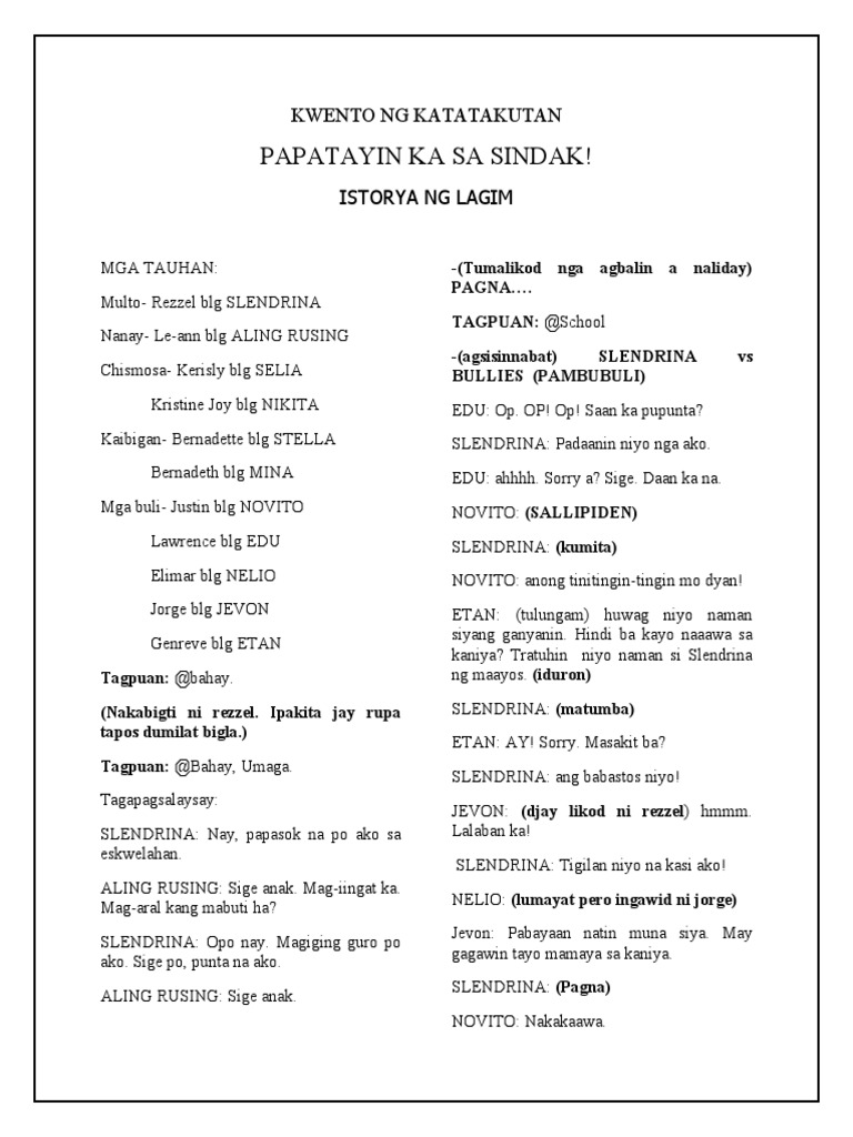 Papatayin Ka Sa Sindak | PDF