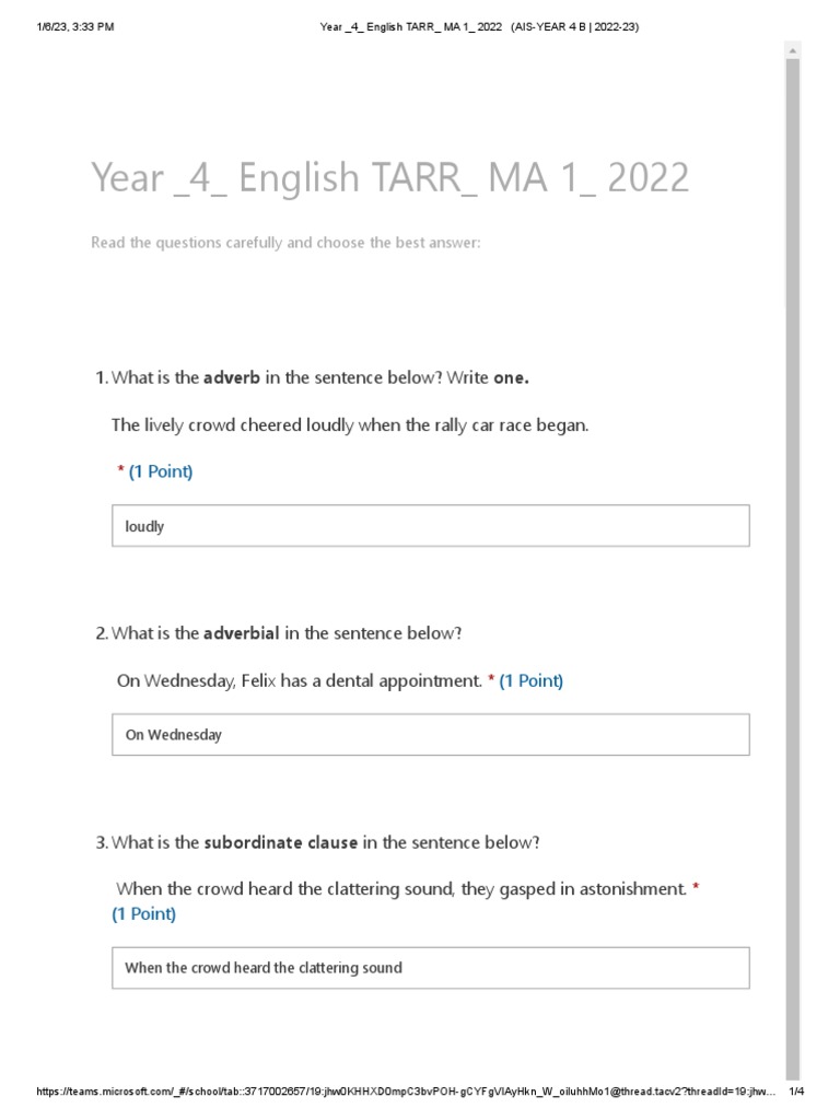 TARR Answers | Download Free PDF | Adverb | Syntax