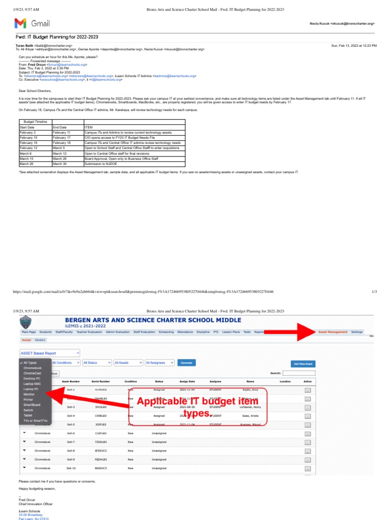 It-Bronx Arts and Science Charter School Mail - FWD It Budget Planning For 2022-2023 | PDF ...