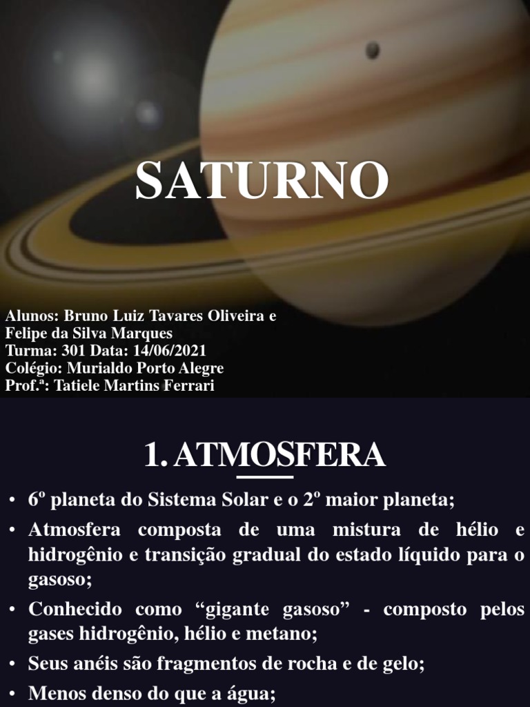 Características e Composição de Saturno | PDF