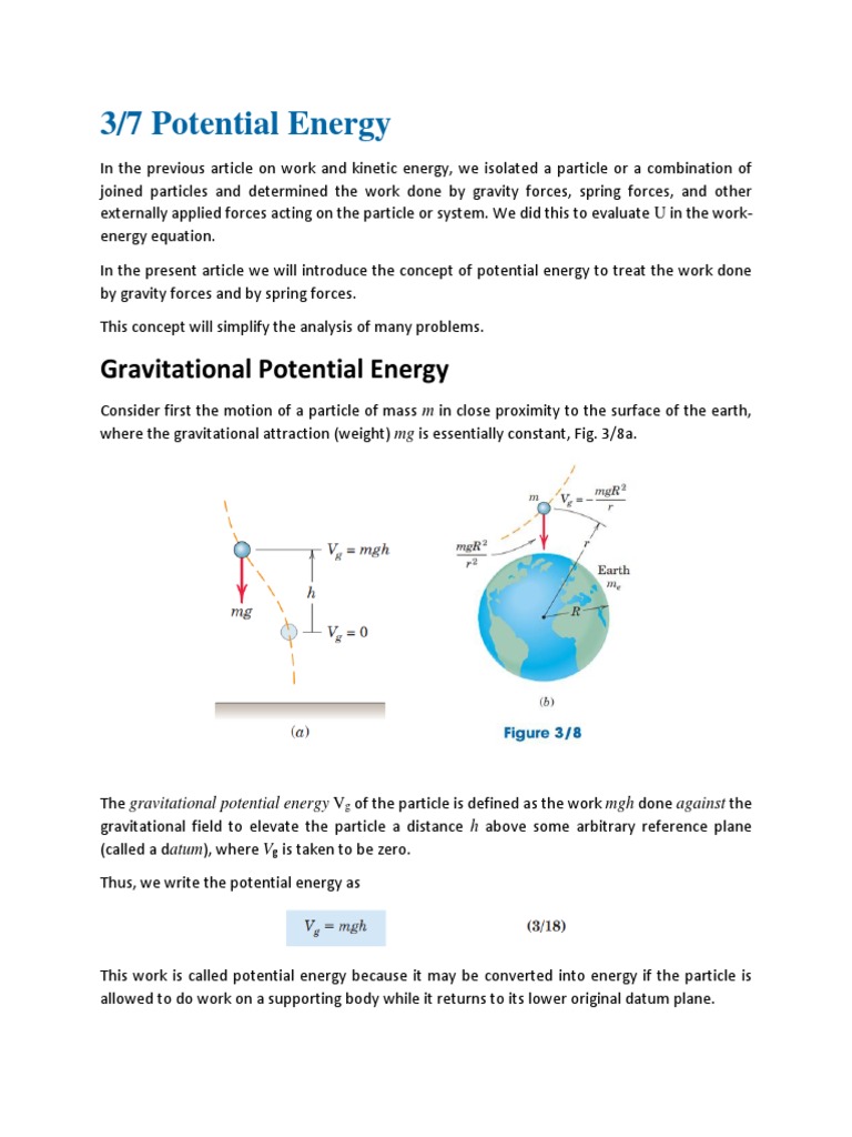 Chapter 3 Work and Energy Potential Energy | PDF | Potential Energy | Force