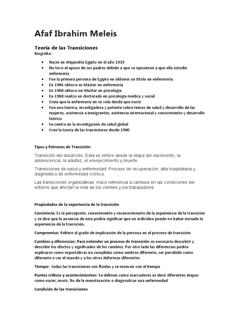 Afaf Ibrahim Meleis | PDF | Enfermería | Experiencia