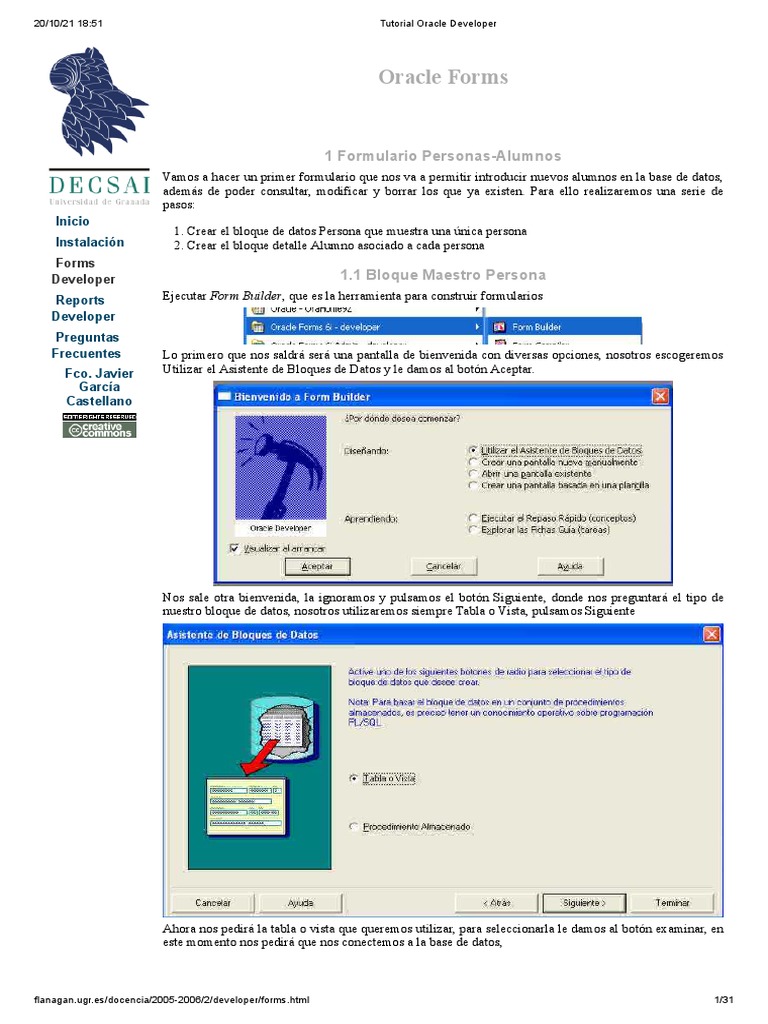 Tutorial Oracle Developer | PDF | SQL | Bases de datos