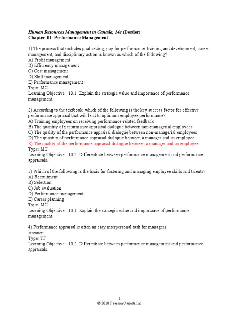10 Dess Hrm14Ce TB Ch10-No Key | PDF | Performance Appraisal ...