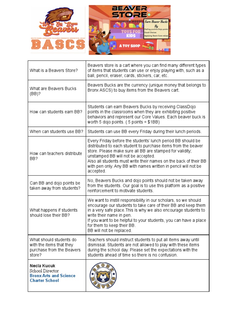 Beavers Store Guide For Staff | PDF | Cognition | Psychological Concepts