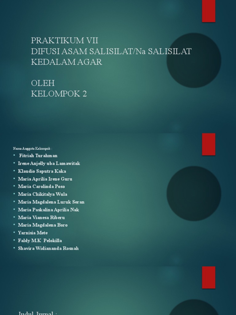 Difusi Na Salisilat dalam Agar | PDF