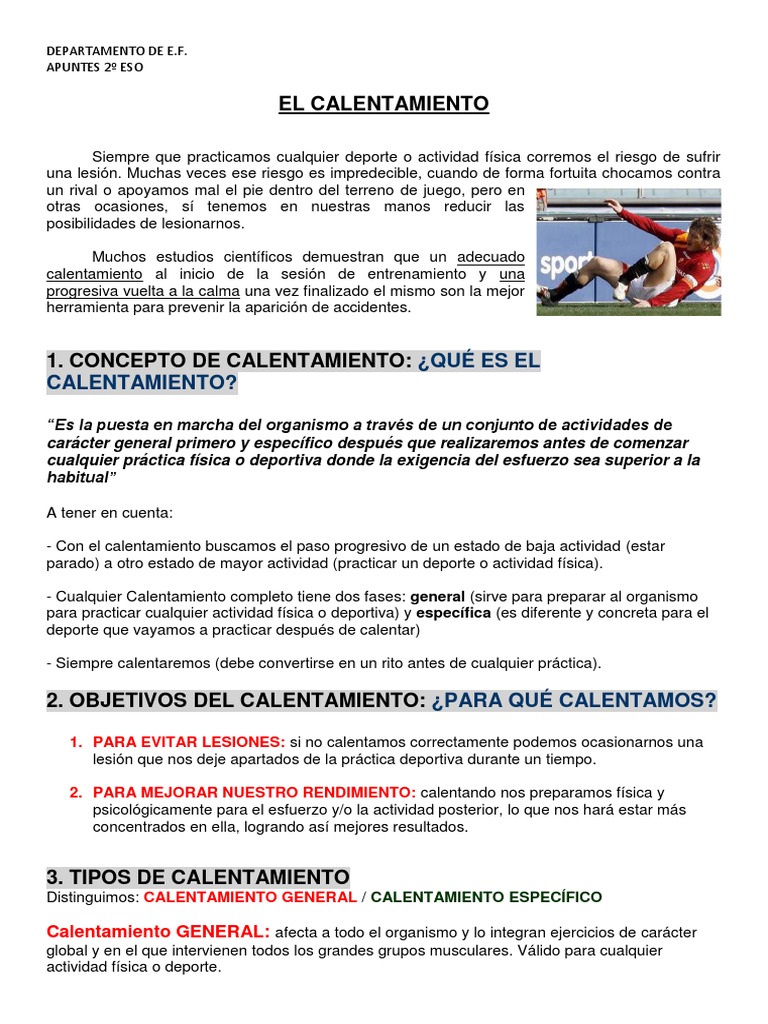 Fases y Objetivos del Calentamiento | PDF | Deportes | Rodilla