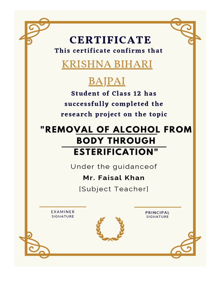 Bihari INVESTIGATORY PROJECT PDF | Download Free PDF | Ester | Ethanol