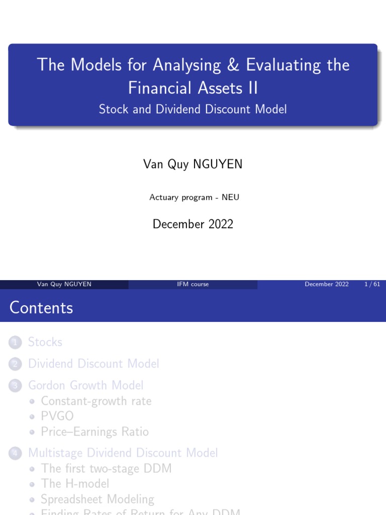 IFM2 - Equity Valuation Model - Stock and DDM | PDF | Technical ...