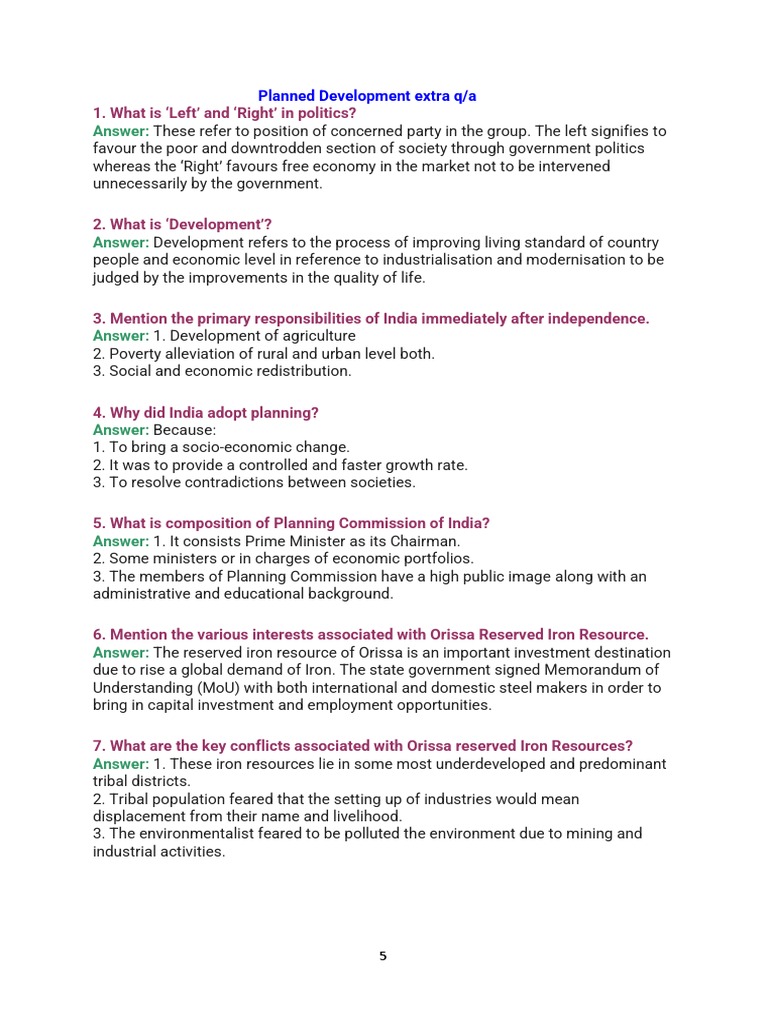 Ch3 Planned Development Extra Ques Ans - 14109057 | PDF | Famine | Economies