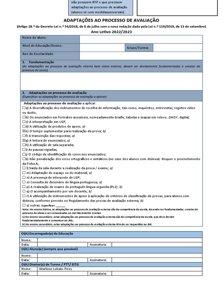 Adaptações Ao Processo Avaliacão | PDF | Escolas