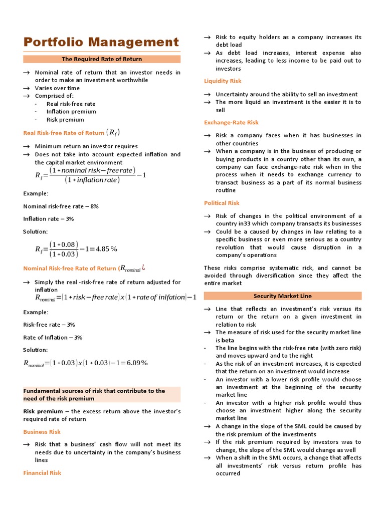 Unit 4 - Portfolio Management | PDF | Capital Asset Pricing Model ...