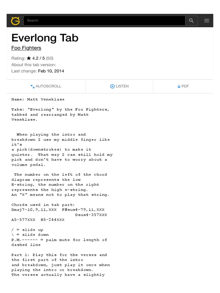 EVERLONG TAB by Foo Fighters @ | PDF | Celtic Musical Instruments ...