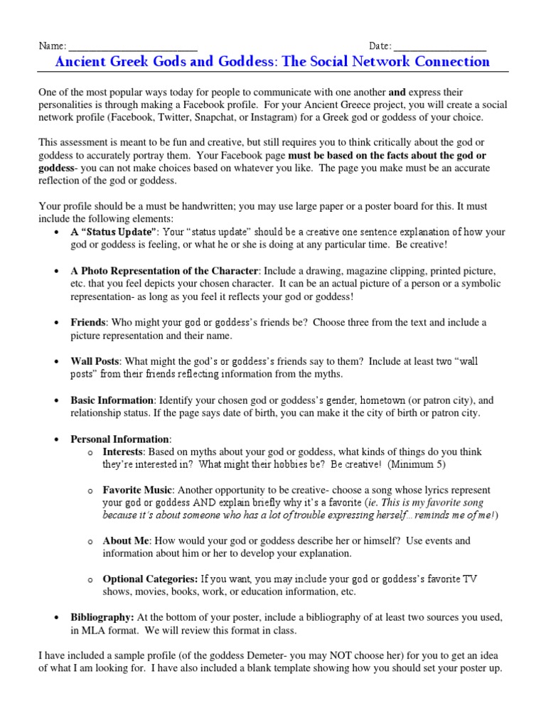 Ancient Greek Gods Social Profiles | PDF | Hades | Persephone