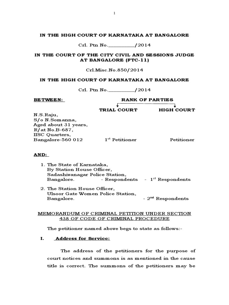 Bail Petition | PDF | Bail | Arrest