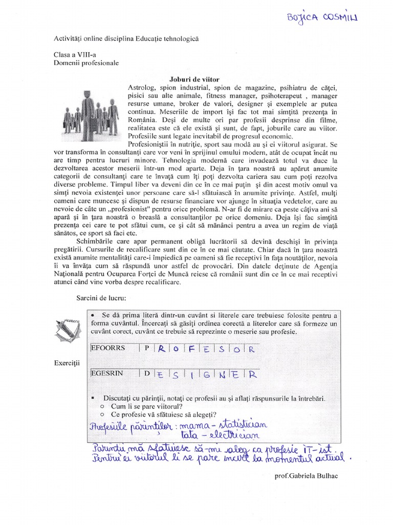 Bojica Cosmin - Joburi de Viitor | PDF